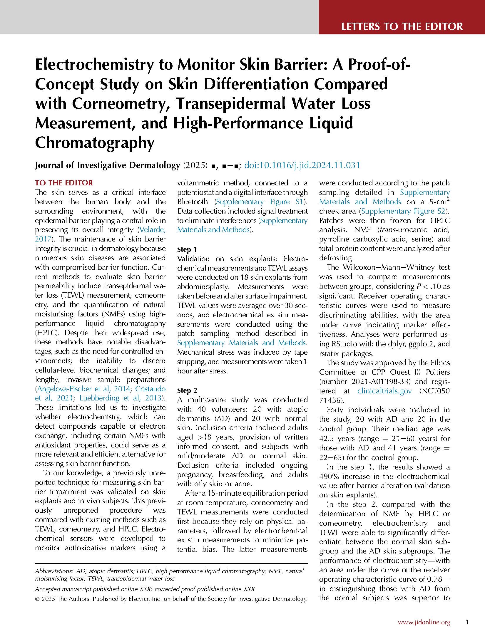 Exploring Electrochemistry to Monitor Skin Barrier Integrity - QIMA ...